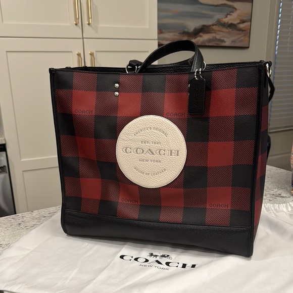 Coach | Bags | Coach Red And Black Checkered Tote Bag | Poshmark